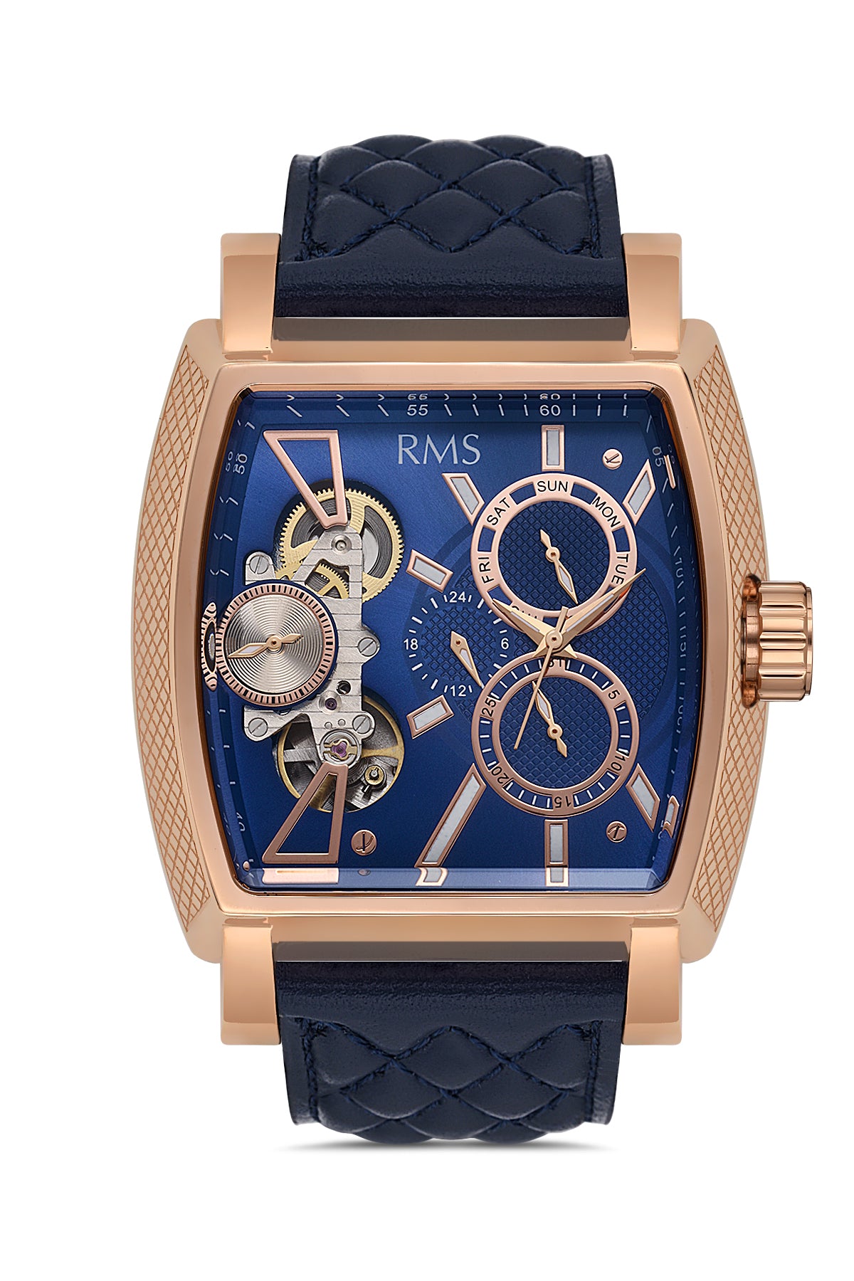 RMS Blue Dial Rose Coated Men's Watch - RMS.1.AG1054.02