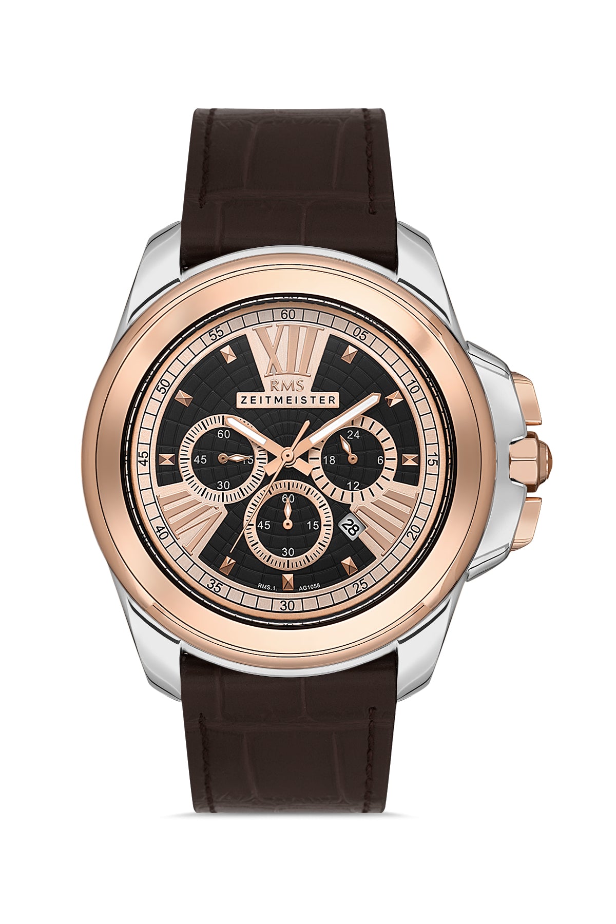 RMS Men's Black Dial Rose White Watch - RMS.1.AG1058.12