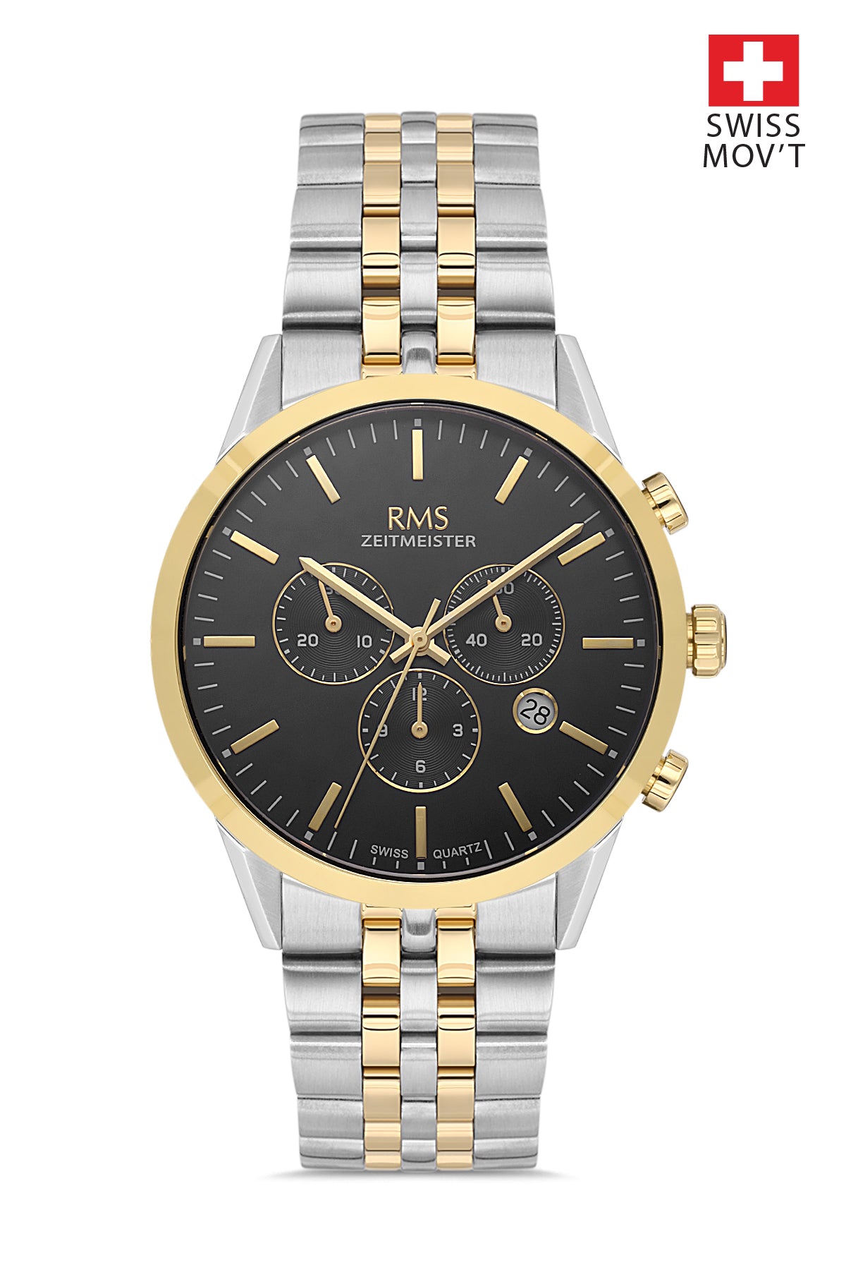 RMS Black Dial Yellow White Coated Men's Watch - RMS.1.AG1593.10